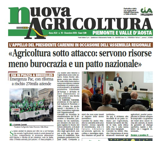 Nuova Agricoltura di dicembre è online - ciaal-at